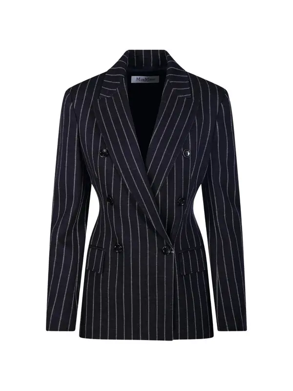 Max Mara Double-breasted Pinstripe Blazer - Navy