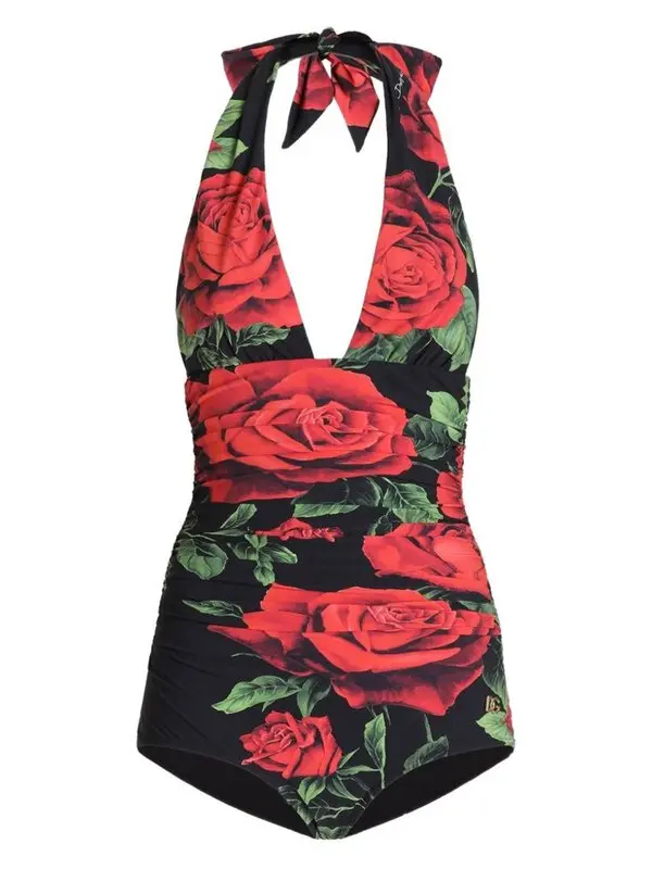 Dolce & Gabbana Rose Print One-piece Swimsuit - Nero