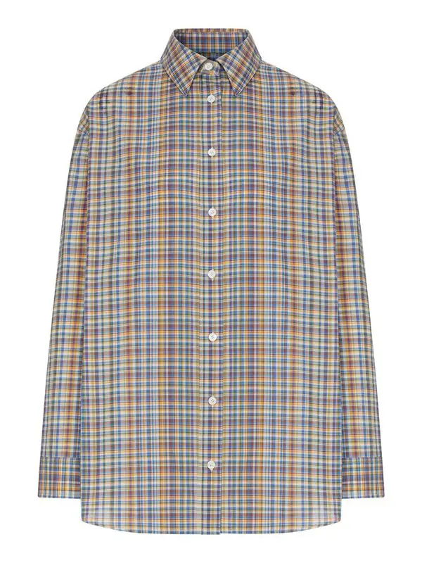 TOTEME Classic Check Shirt - Blue/orange