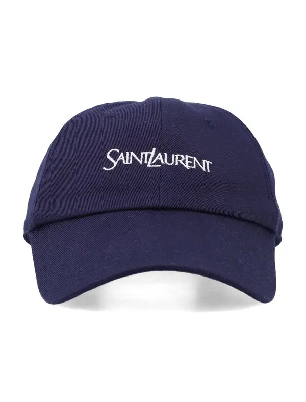 Saint Laurent Embroidered Logo Baseball Cap - Blu