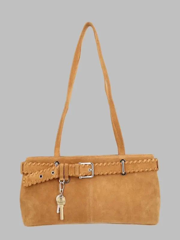 OSOI Suede Leather Shoulder Bag With Fringe Detail