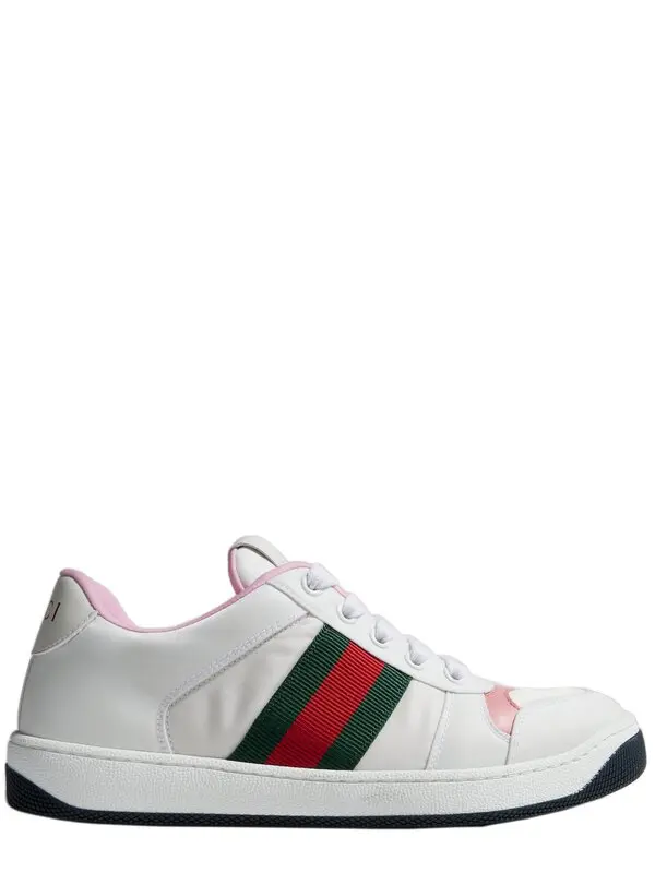 Gucci Double G Rubber Insert Sneakers With Web Detailing - Bianco