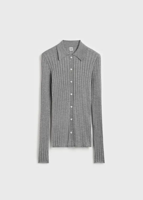 TOTEME Slim Ribbed Shirt With Classic Collar