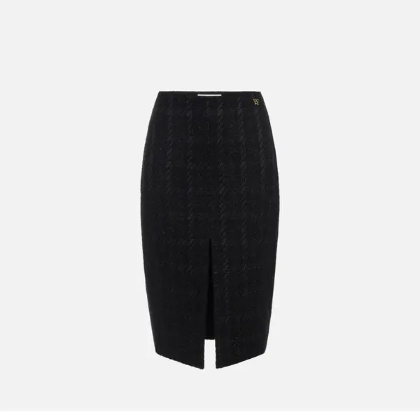 Elisabetta Franchi Tiered Ruffled Midi Skirt With Chain Belt