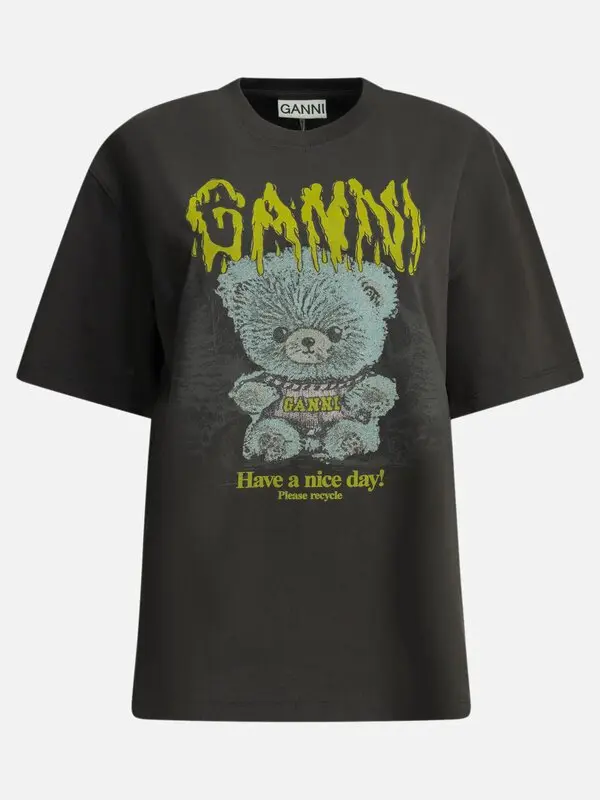 GANNI Heavy Cotton Teddy Graphic T-shirt - Phantom