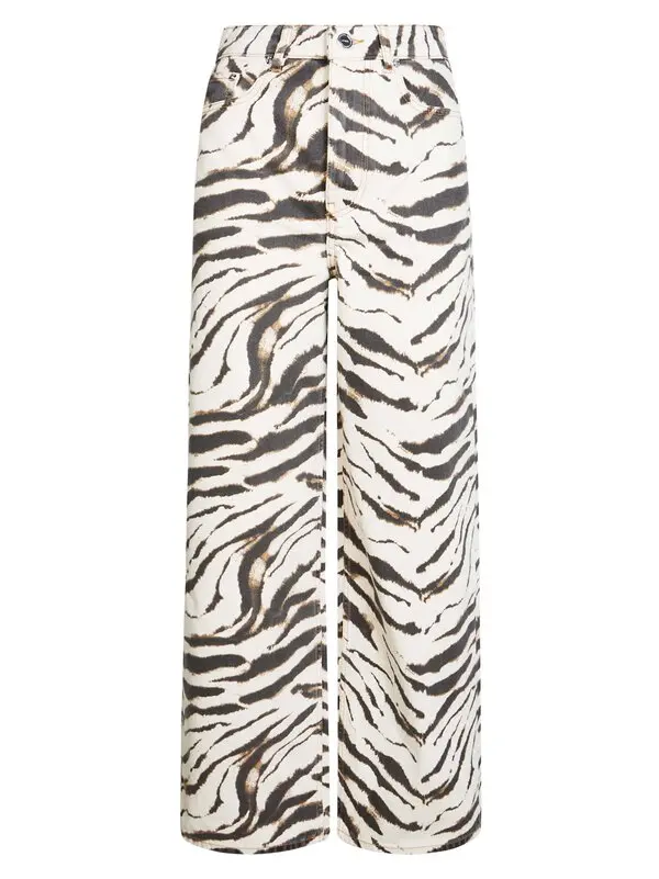 GANNI Printed Denim Lari Jeans - Beige