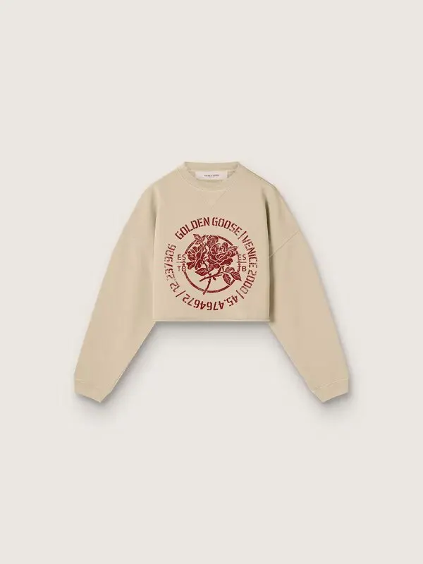 GOLDEN GOOSE Journey Oversized Garment-dyed Crop Sweatshirt