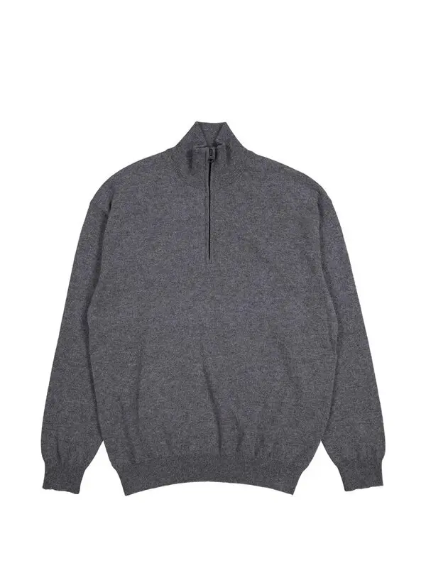 LISA YANG Cashmere Half-zip Sweater With Stand-up Collar - Grigio