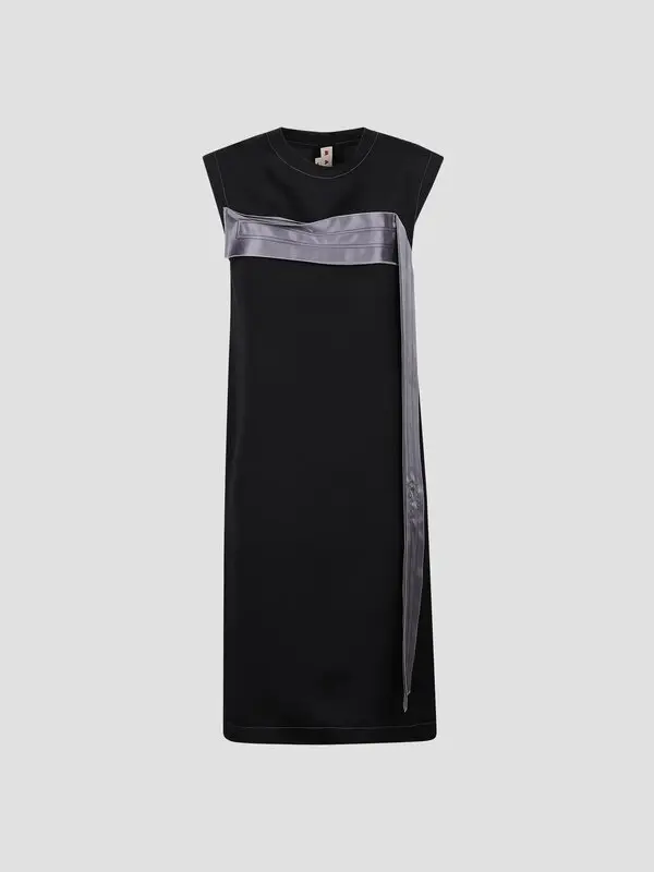 Marni Sleeveless Mini Dress In Viscose-silk Blend - Black