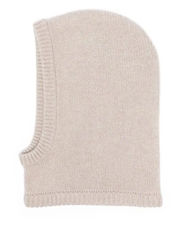 LISA YANG Ribbed Trim Cut-out Cashmere Beanie - Beige