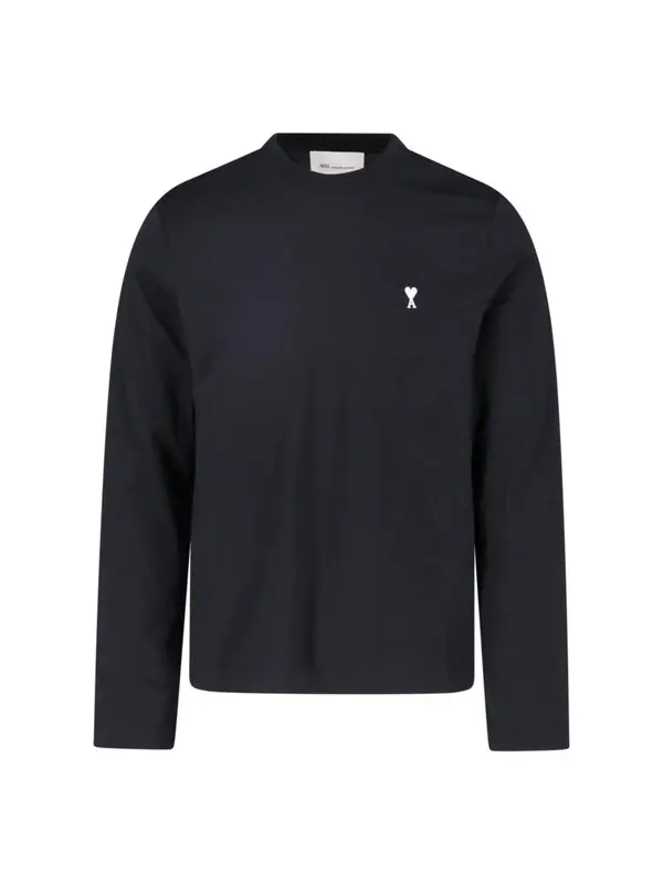 AMI Paris Long Sleeve Crewneck T-shirt - Black