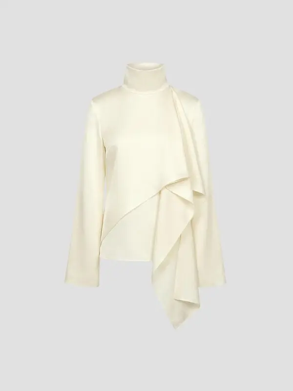 RÓHE Elegant Silk Gathered Style Top - Cream