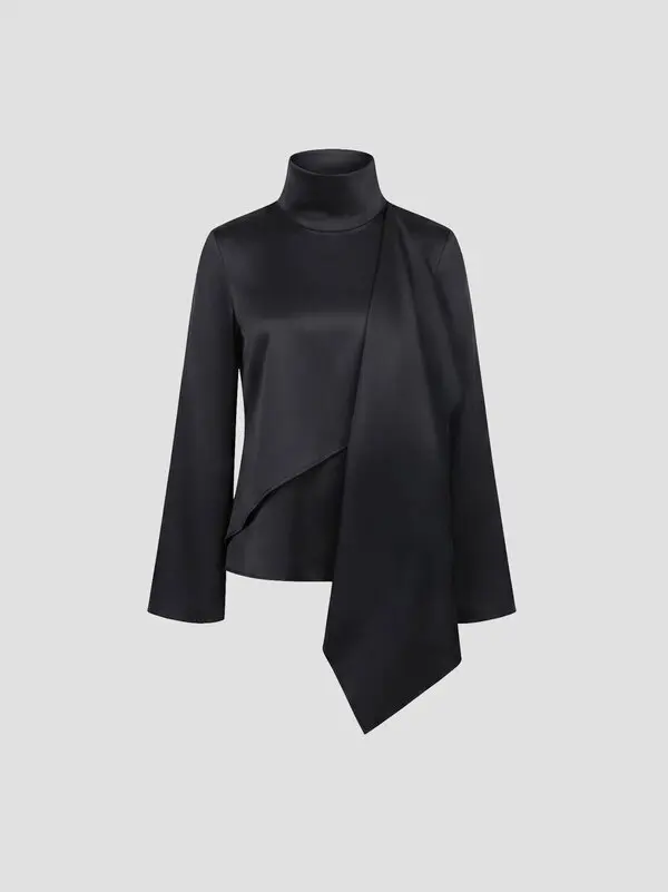 RÓHE High Neck Draped Silk Top
