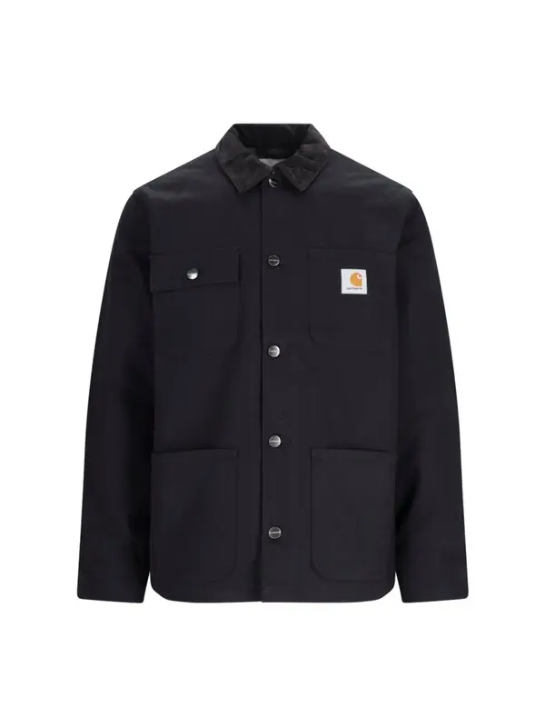 Carhartt Work In Progress Canvas Chore Jacket With Classic Collar And Logo Patch
