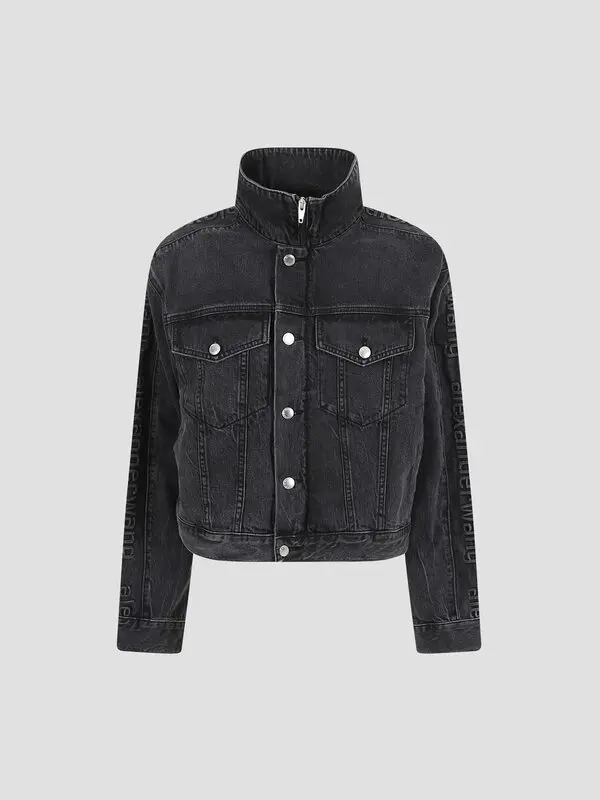 Alexander Wang Track Jacket With Embossed Logo And Stand Collar