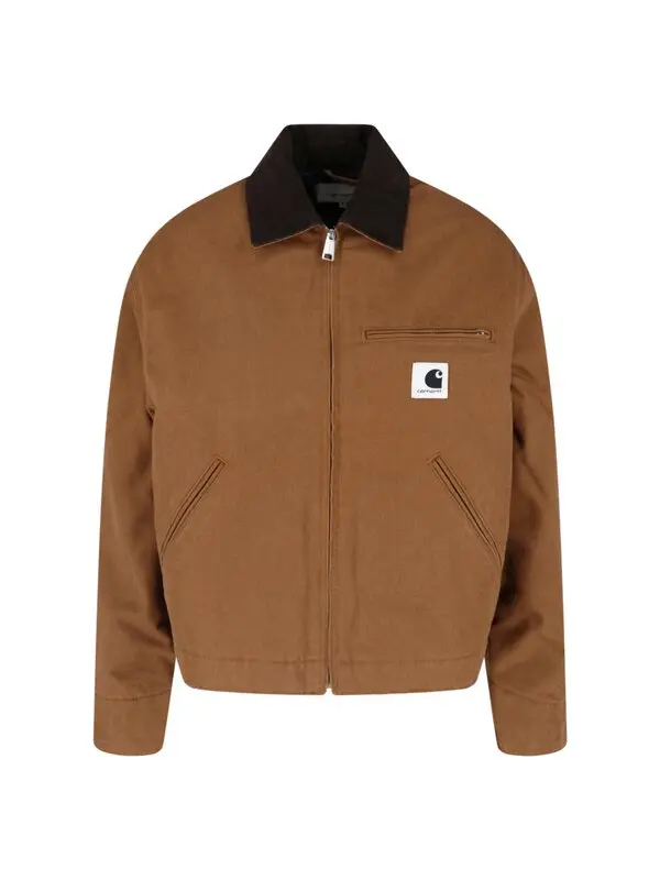 Carhartt Work In Progress Canvas Zip Jacket With Corduroy Collar