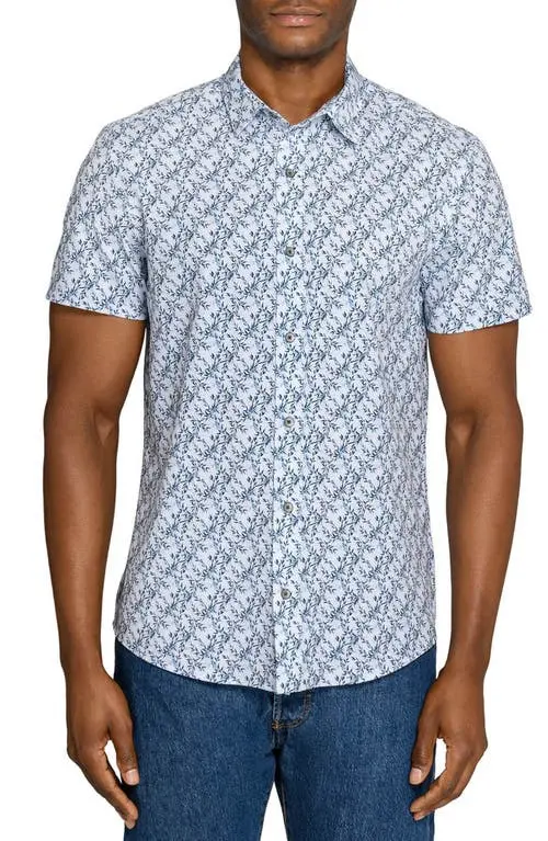 W.R.K Slim Fit Floral Short Sleeve Performance Button-up Shirt