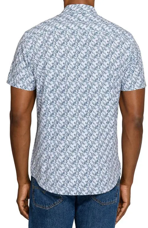 W.R.K Slim Fit Floral Short Sleeve Performance Button-up Shirt