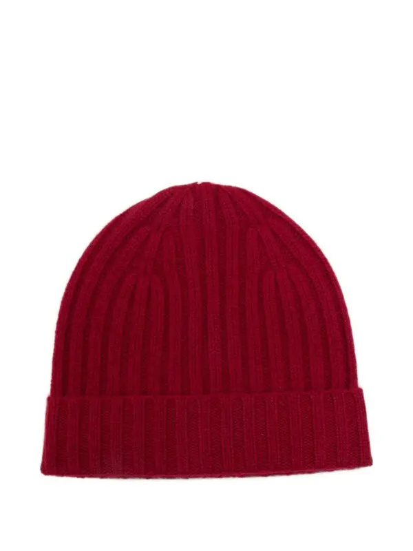 BEYOU Cashmere Ribbed Beanie - Red
