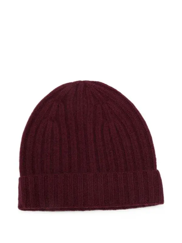 BEYOU Ribbed Cashmere Beanie - Red
