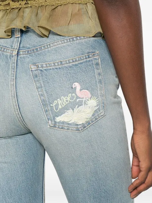 Chloé Flared Leg Denim Jeans - Sky Blue