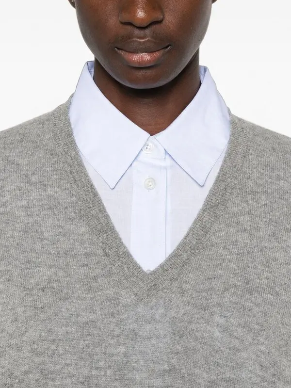 THE ROW Phora Cashmere V-neck Sweater - Grey