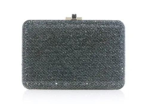 Judith Leiber Crystal Embellished Clutch - Silver Hematite