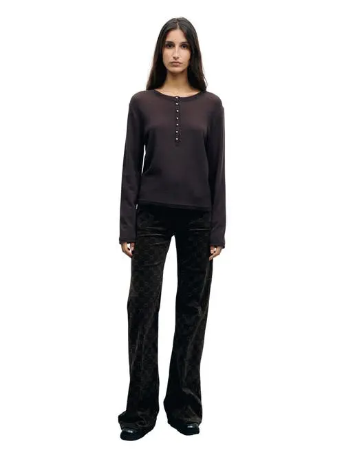 Gerard Darel Long Sleeve Button Detail T-shirt