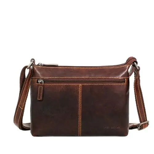 JACK GEORGES City Leather Slim Crossbody - Brown