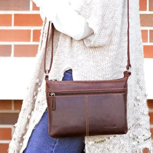JACK GEORGES City Leather Slim Crossbody - Brown