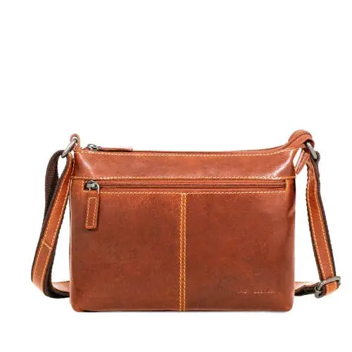 JACK GEORGES City Leather Slim Crossbody - Honey