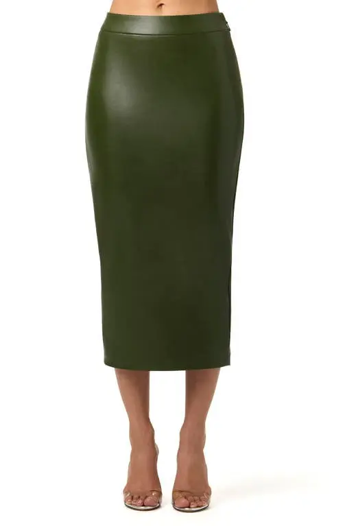 Naked Wardrobe Faux Leather Pencil Midi Skirt