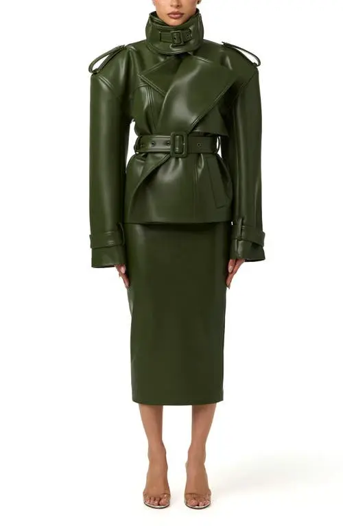 Naked Wardrobe Faux Leather Pencil Midi Skirt