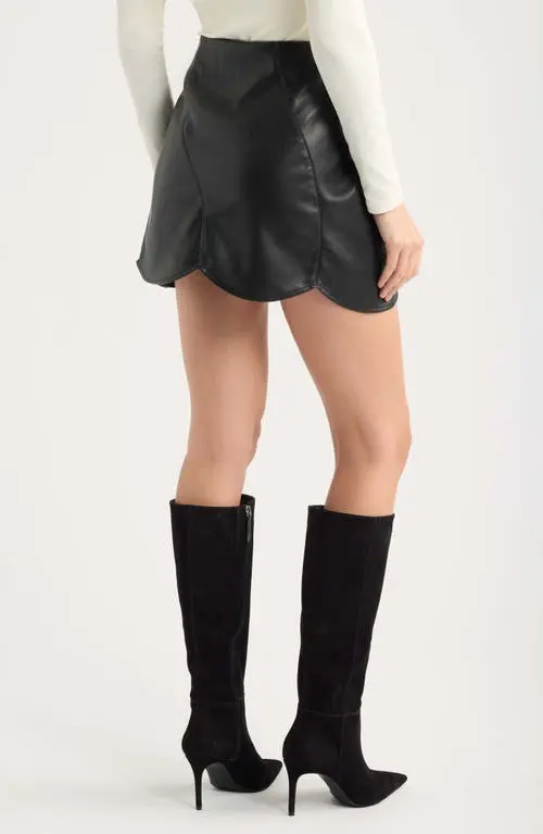 Deluc Faux Leather Miniskirt With Scalloped Hem