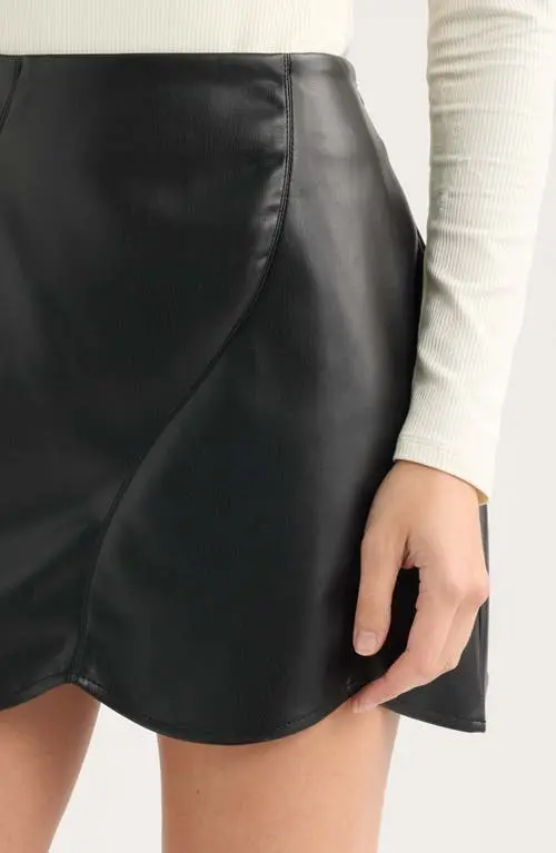 Deluc Faux Leather Miniskirt With Scalloped Hem