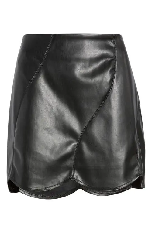 Deluc Faux Leather Miniskirt With Scalloped Hem