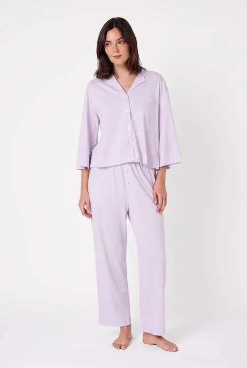 THE CAT'S PAJAMAS The Mariposa Pima Organic Long And Short Pajama Bundle - Lavender