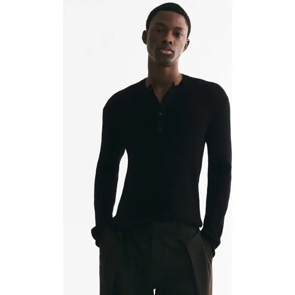 H&M Slim-fit Ribbed Henley Shirt