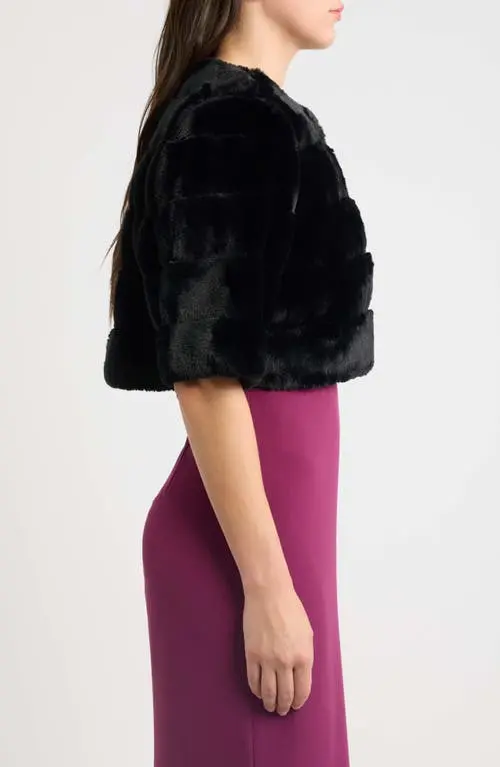 Eliza J Faux Fur Bolero Jacket