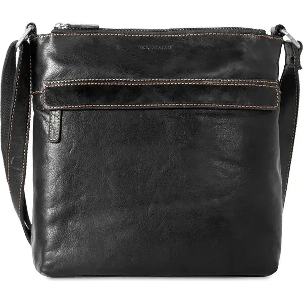 JACK GEORGES Voyager Zippered Crossbody Hobo Bag - Black