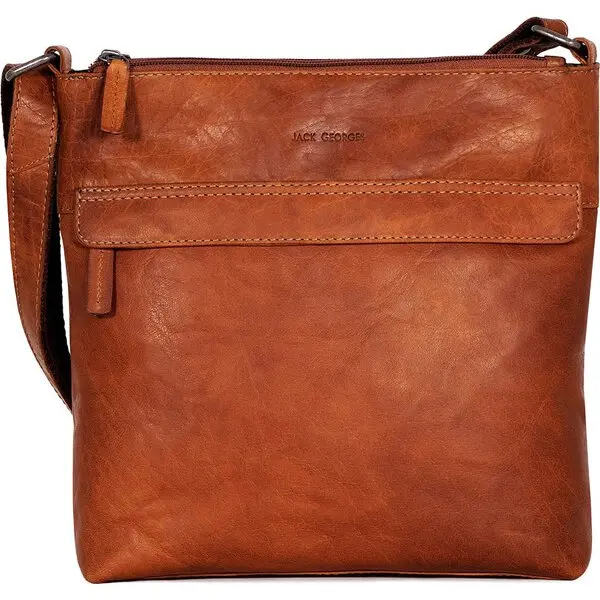 JACK GEORGES Voyager Zippered Crossbody Hobo Bag - Honey
