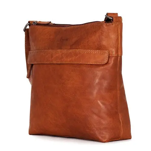 JACK GEORGES Voyager Zippered Crossbody Hobo Bag - Honey