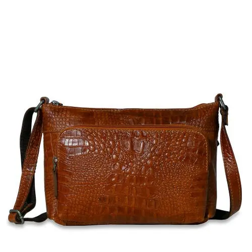 JACK GEORGES Hornback Croco Mini City Crossbody - Honey
