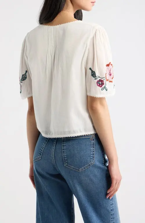 CLEOBELLA Brett Embroidered Cropped Organic Cotton Top