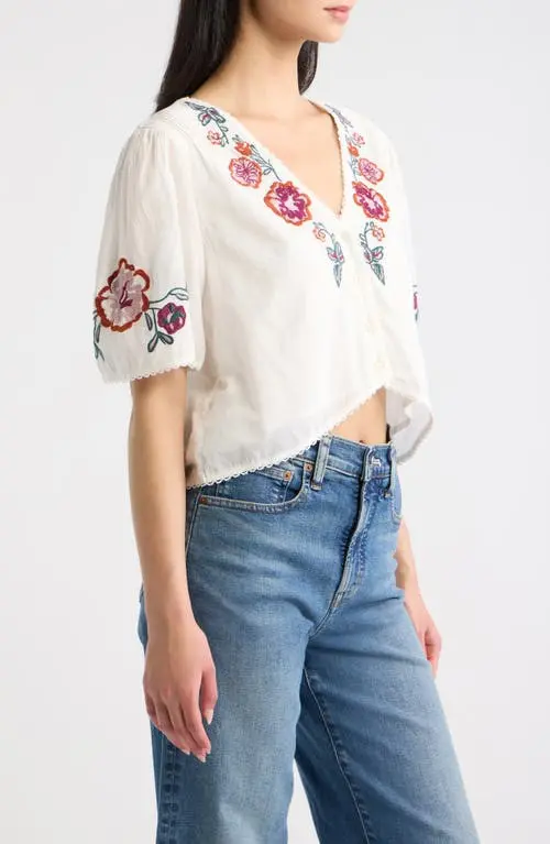 CLEOBELLA Brett Embroidered Cropped Organic Cotton Top
