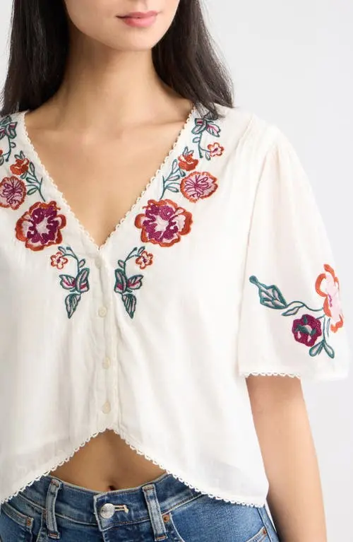 CLEOBELLA Brett Embroidered Cropped Organic Cotton Top