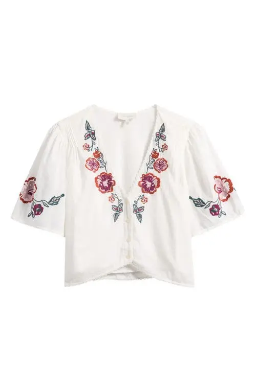 CLEOBELLA Brett Embroidered Cropped Organic Cotton Top