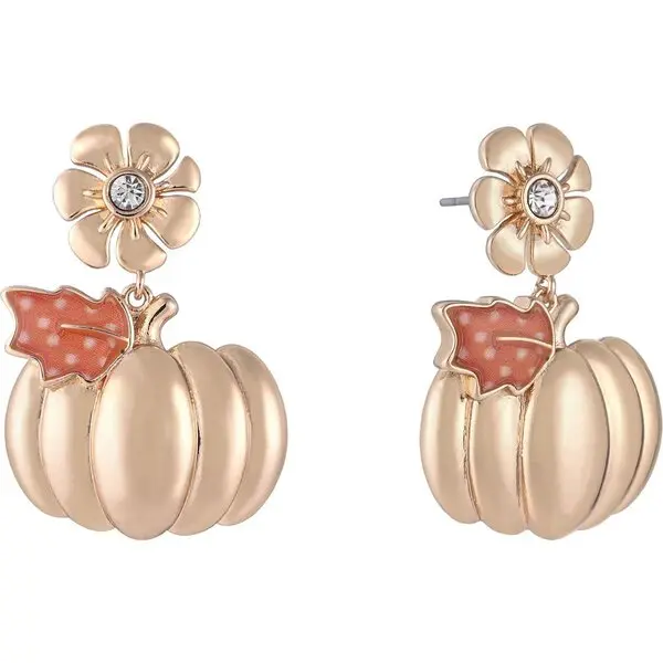 HALLMARK Tone Pumpkin Drop Earrings With Flower Stud