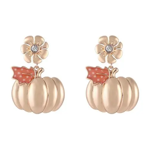 HALLMARK Tone Pumpkin Drop Earrings With Flower Stud