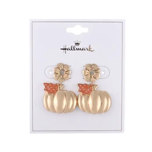HALLMARK Tone Pumpkin Drop Earrings With Flower Stud